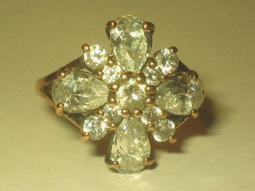 Silver tone flower floral cluster clear stone RJ GRAZIANO AVON Ring Sz ...
