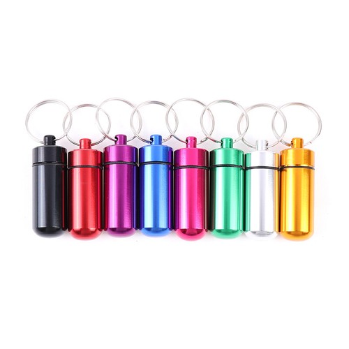 Keyring Tablets Medicine Container Pill Box Aluminium Key Chain Drug ...