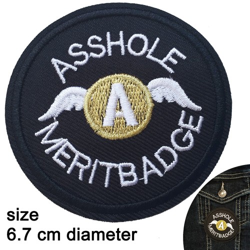 Asshole merit badge iron on patch funny arsehole ass hole idiot iron-on patches | eBay Australia