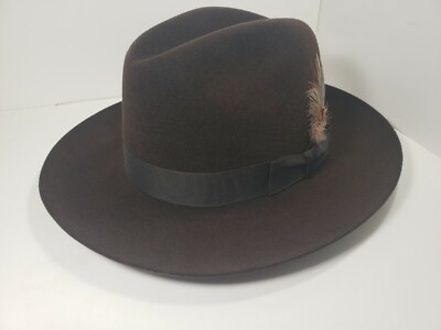 STETSON DEXTER FUR FELT HAT CLASSIC FEDORA CHOCOLATE SIZE 6 3/4 / 54 ...