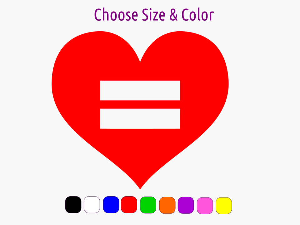 EQUALITY HEART Gay Rights LGBTQ Pride Vinyl Window Sticker CHOOSE SIZE ...
