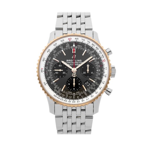Breitling Navitimer B01 Chrono Auto Steel Gold Mens Bracelet Watch ...