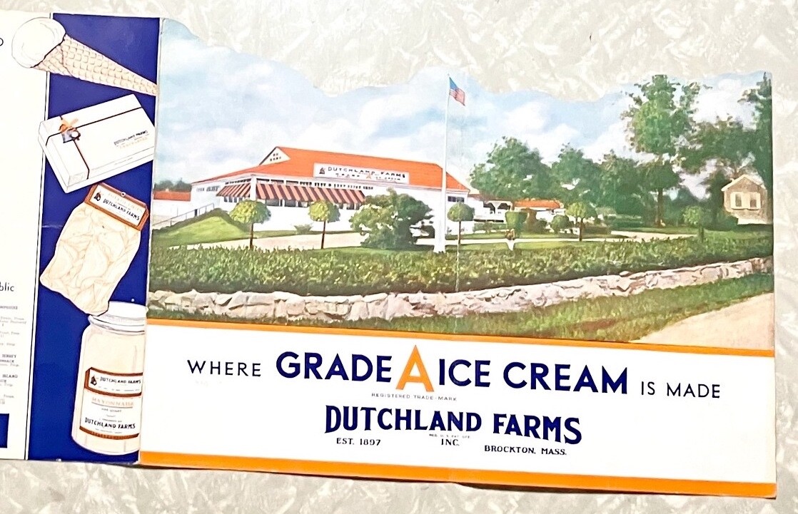 vtg MENU dutchland farms BROCKTON ma food DAIRY ice cream sodas | eBay