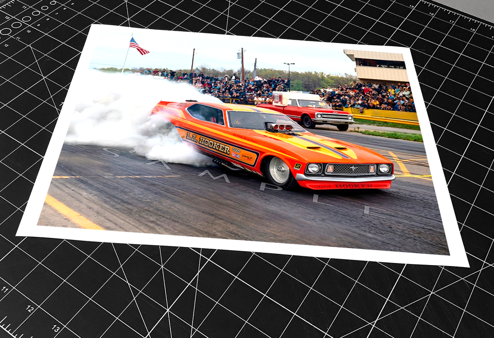 L.A. Hooker Mustang Funny Car Burnout Drag Racing 11"x14" Fine Art ...
