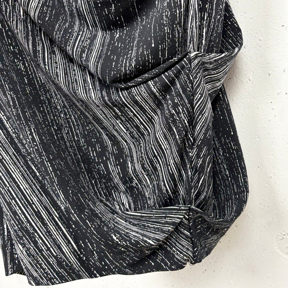 Vivienne Tam Womens Side Gathered Drape Dress Sleeveless Black White Size Large | eBay