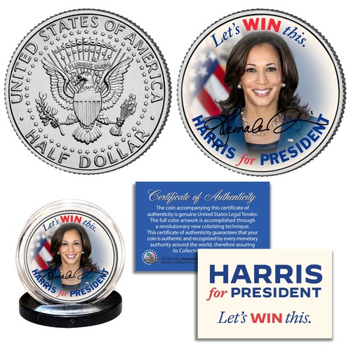 KAMALA HARRIS FOR PRESIDENT 2024 Official U.S. JFK Kennedy Half Dollar ...