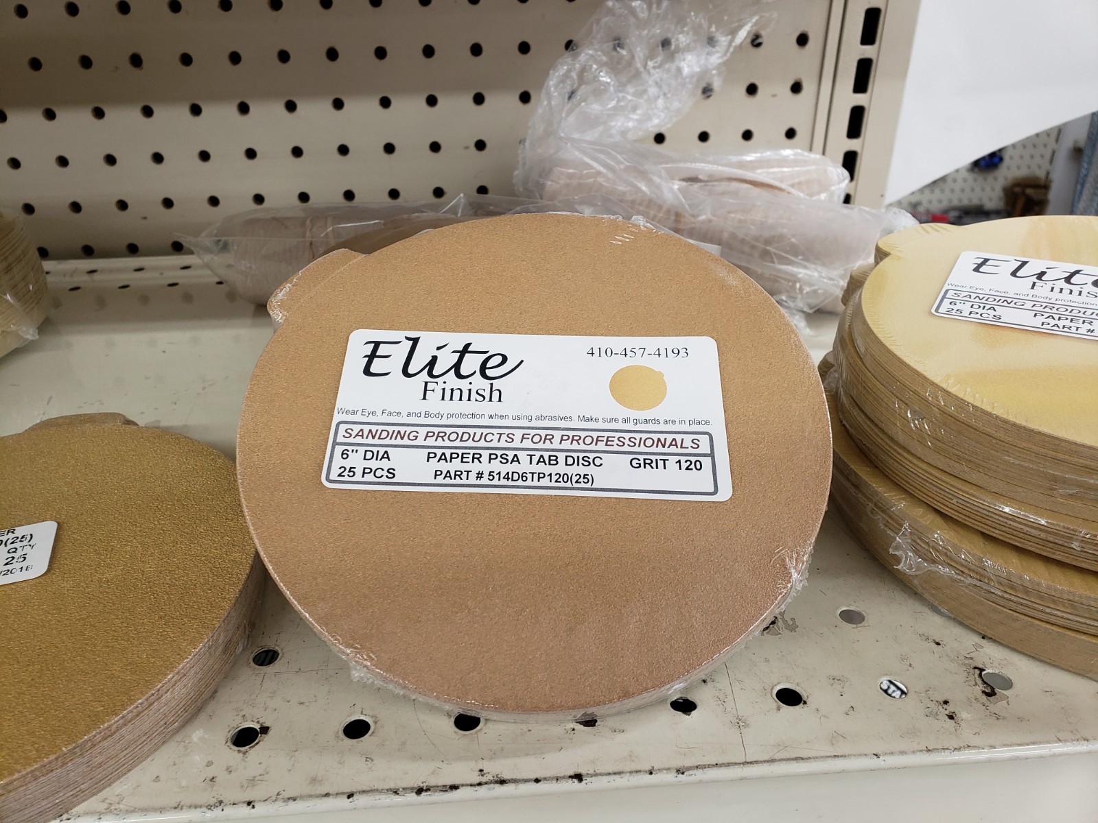 6" PSA Tab Discs Sticky Sand Paper Discs 120 Grit 25 Pack Premium Gold ...