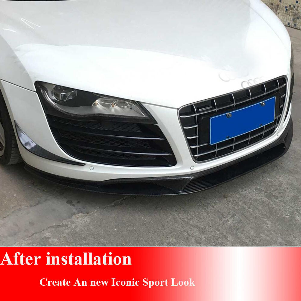Fits Audi R8 V8 V10 2007-2015 Front Bumper Splitters Canards Fins REAL ...