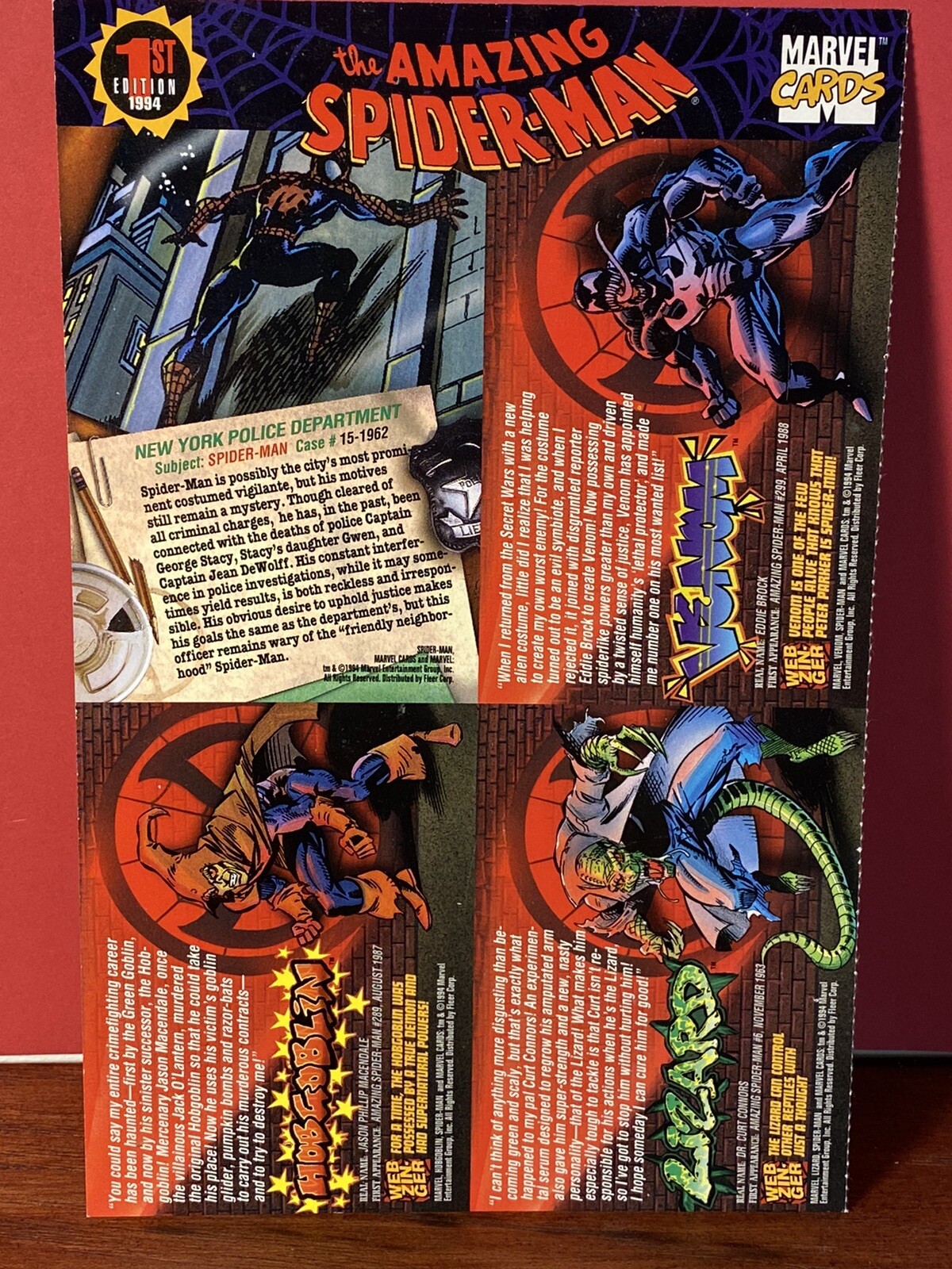 1994 Fleer Amazing Spider Man 1st Edition Marvel Comic Trading Card ...