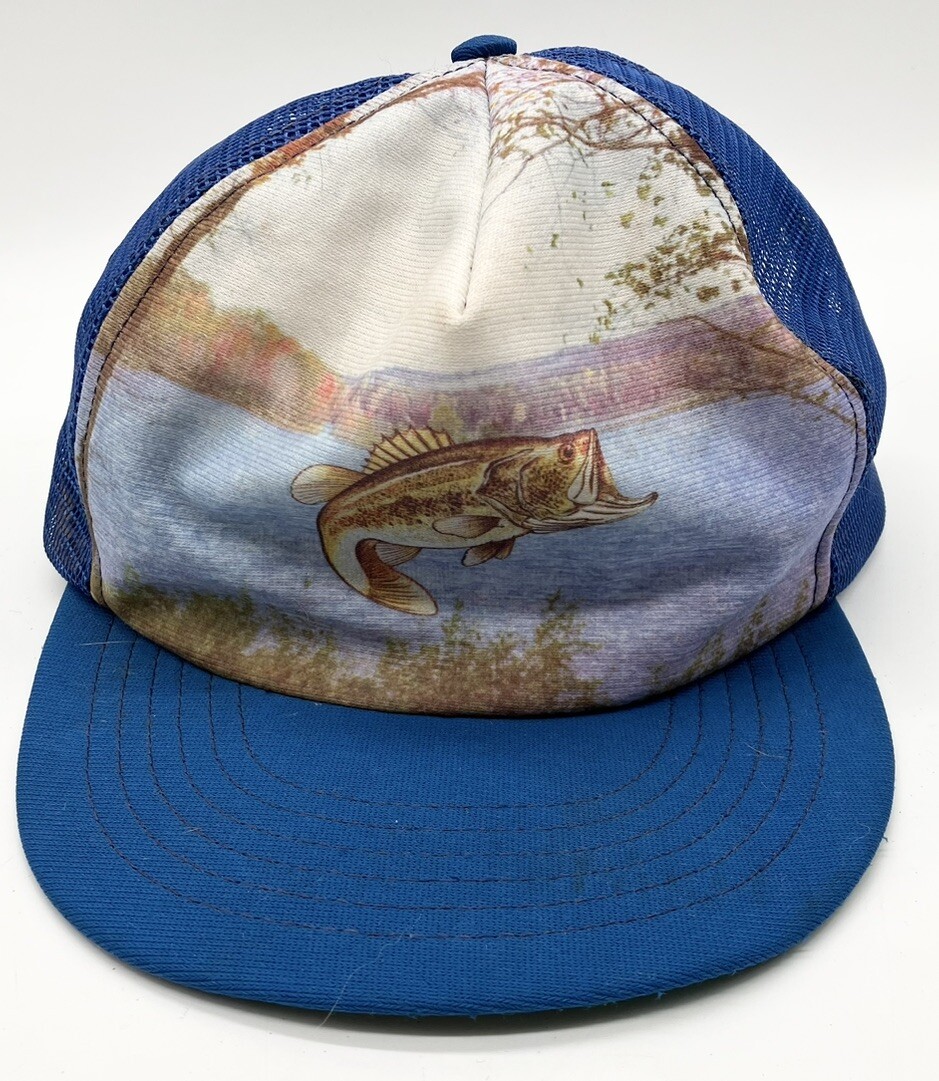 Vintage Bass Fishing Hat Snapback Trucker Cap Mens Bl… - Gem