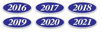 Car Dealer Windshield Oval Model Year Stickers Blue and White 2018 | eBay