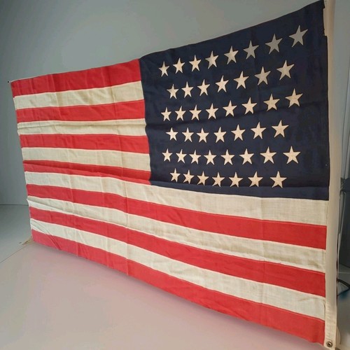 Antique Large 45 Star American Flag With Name Tag Attached 1896-1907 ...