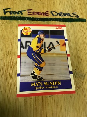 SCORE HOCKEY 1990 MATS SUNDIN NHL PROSPECT ROOKIE CARD 398 QUEBEC ...