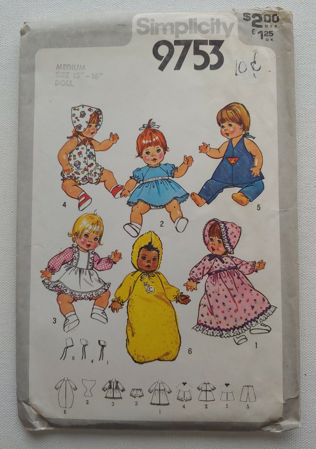 Simplicity 9753 Dolls Sewing Pattern for15-16 " DOLL | eBay
