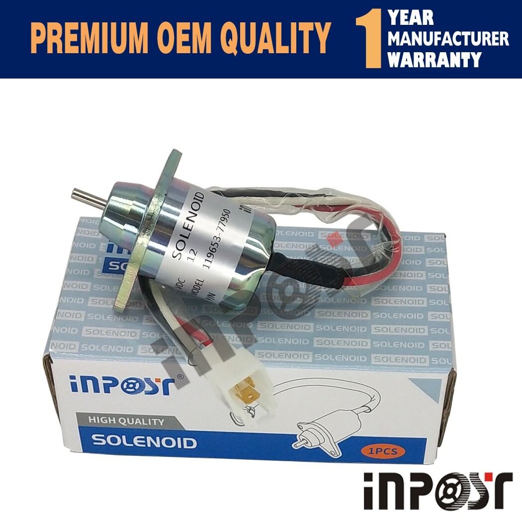 INPOST New 119653-77950 12V Fuel ShutOff Solenoid For Yanmar Hyundai ...