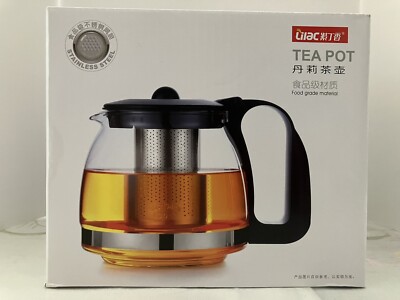 Lilac Glass Teapot W/ Stainless Infuser 5 Cups 1.25 liter Tea Coffee ...