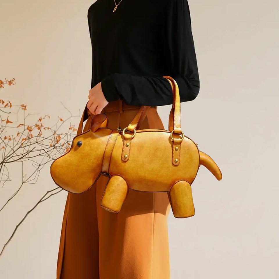 Genuine Leather Purses and Handbags for Women Hippo Shape Shoulder Bag ...