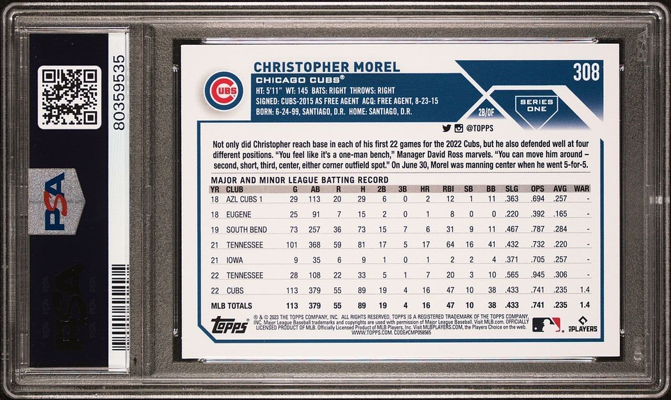 2023 Topps Christopher Morel #308 PSA 10 GEM MINT (ROOKIE CARD) | eBay