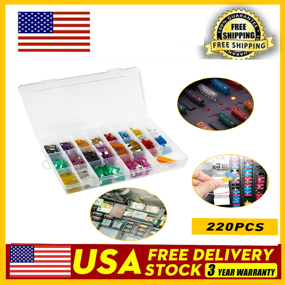 Mini Car Fuse Assortment Assorted Kit Blade Auto Set 220pcs Truck ...
