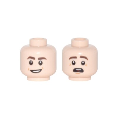 LEGO - Minifig, Head Brown Eyebrows, Open Mouth Smile / Open Mouth w ...