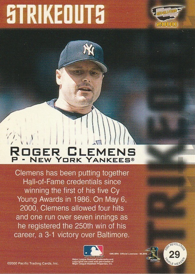 2000 Revolution Triple Header Holographic Gold #29 Roger Clemens/599 | eBay