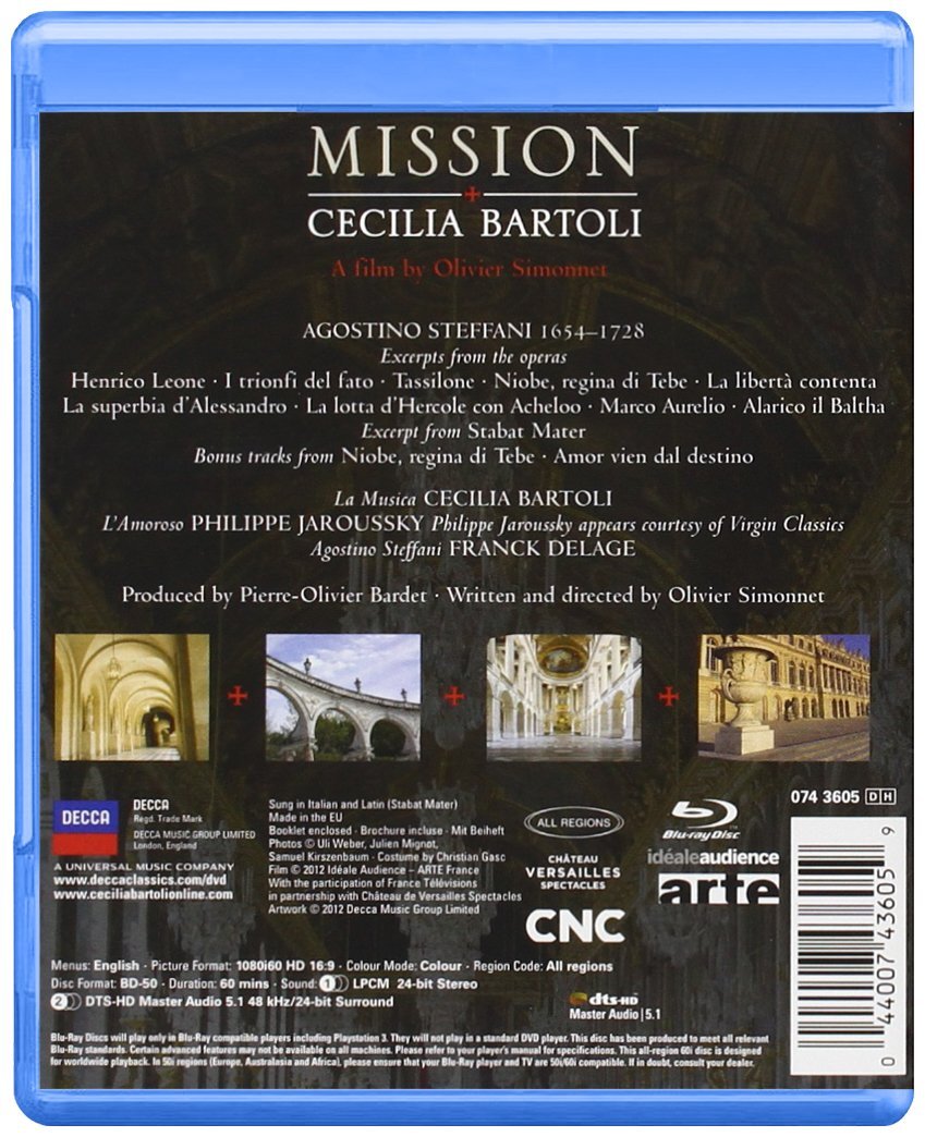 Mission (Blu-ray) Cecilia Bartoli Philippe Jaroussky Franck Delage (US ...