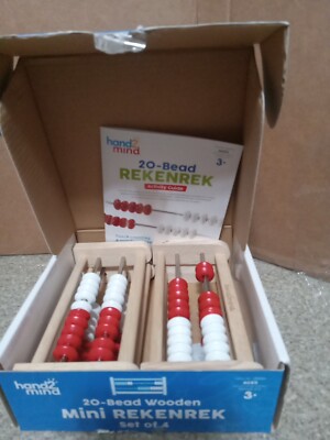 Mini 20 Bead Wooden Rekenrek 6 inches Set of 4 Abacus Counting Rack ...