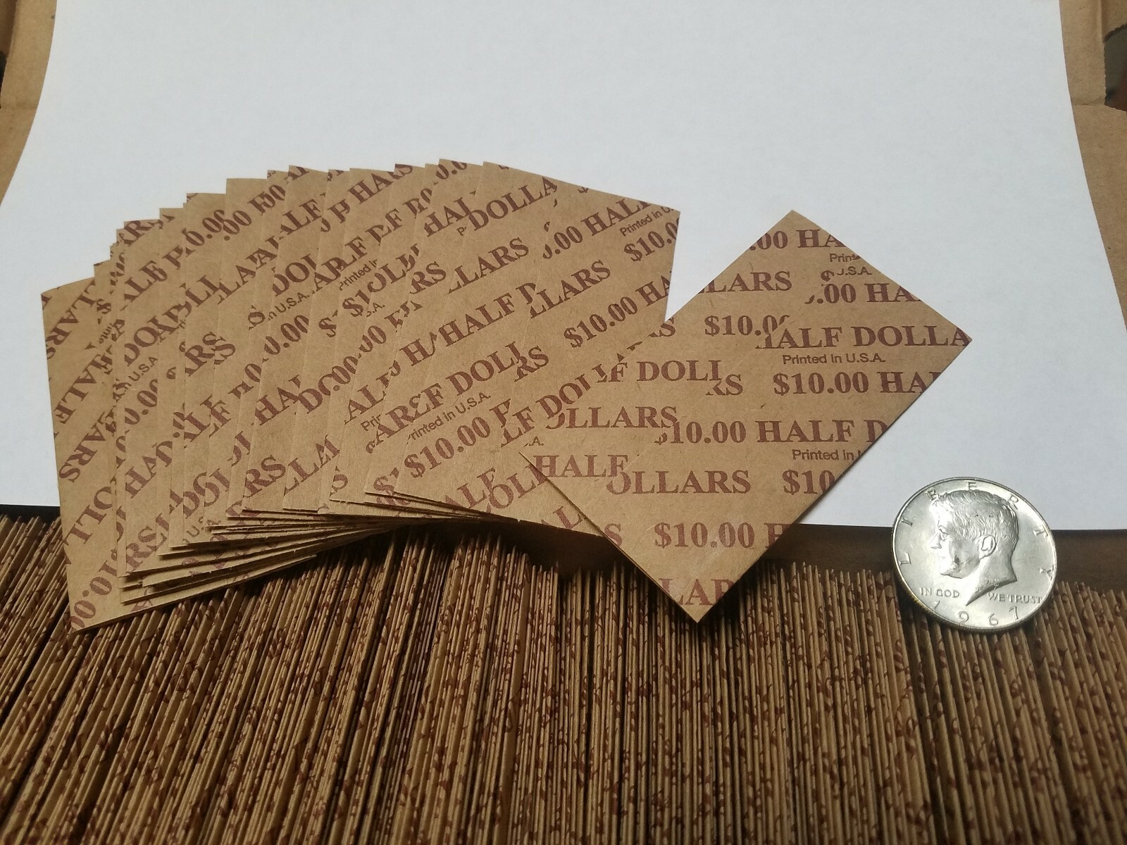 100 Pack, Half Dollar, Pop-Open / Flat Paper Coin Wrappers. Tubes for ...