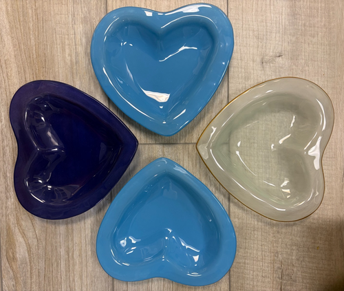 AnnieGlass Decorative Heart Bowls Frosted, Cobalt Blue, Robin's Egg ...