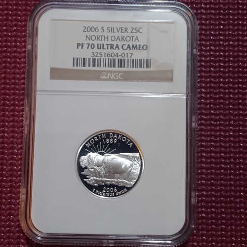 2006-S 25c Silver Proof North Dakota State Quarter NGC PF 70 Ultra ...