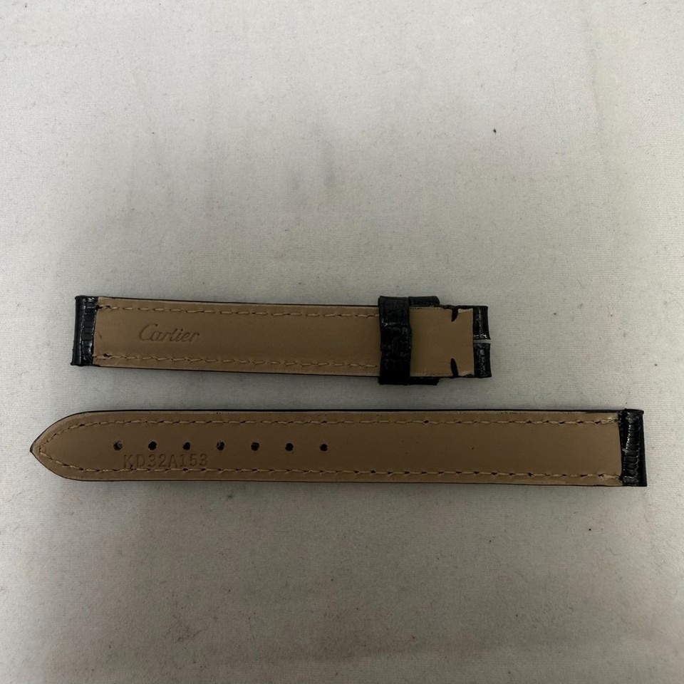 AUTHENTIC CARTIER LIZARD LEATHER BLACK COLOR STRAP 12.5MM 100X75 # 645 ...