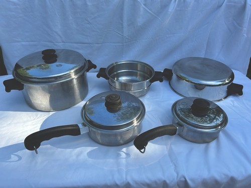 Vtg SaladMaster 8 piece 18-8 Tri-Clad Stainless Steel Cookware Set Made ...