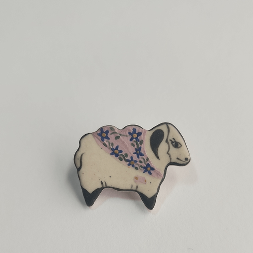 Cute Sheep Brooch with Floral Design | eBay