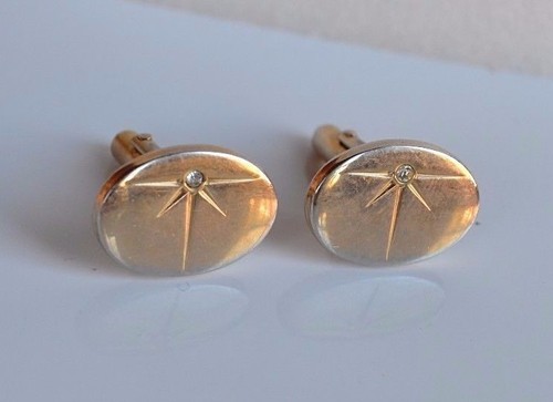 Vintage signed A gold oval cufflinks cuff links hand engraved with ...