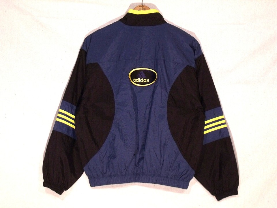 Adidas VTG lined blue black & neon wind jacket / generous L / great ...