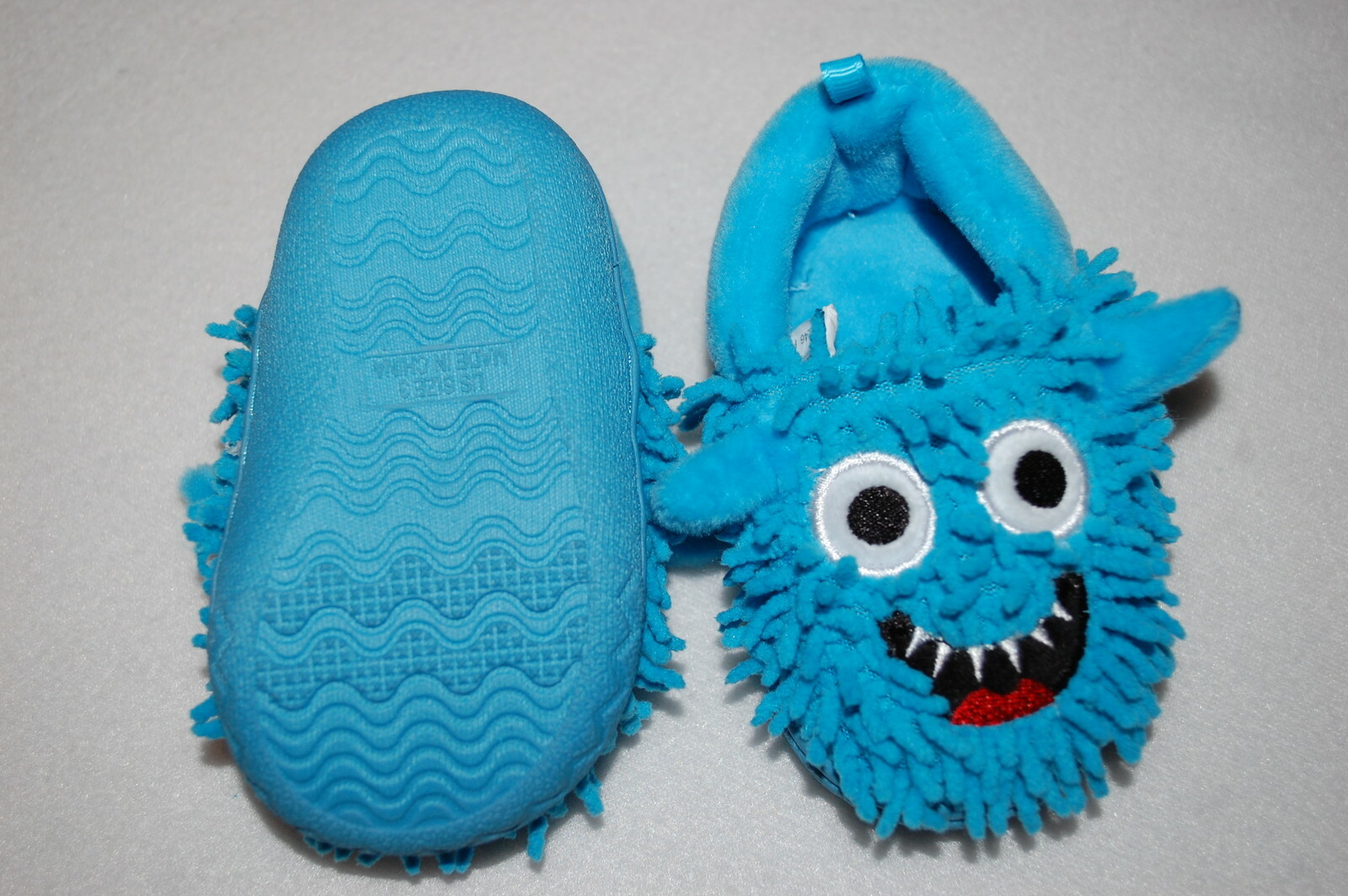 Baby Boys SILLY BLUE MONSTER SLIPPERS Rubber Soles SIZE 2 3 4 5 | eBay