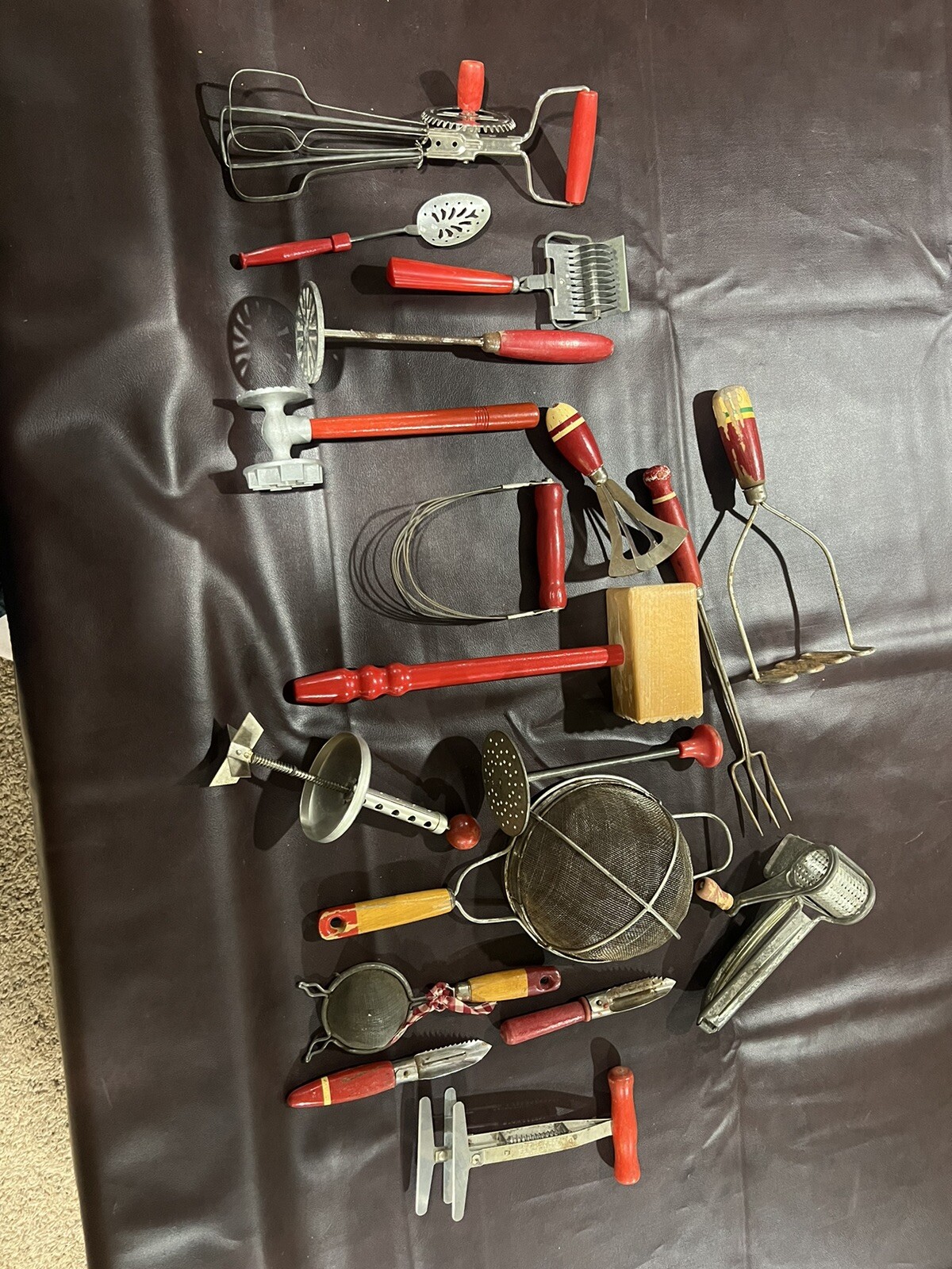 Large Lot of (18)Vintage RED Handled Kitchen Utensils Assorted ...