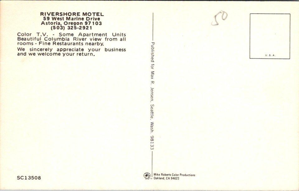 Astoria OR Rivershore Motel Night View 1960s Autos Triumph Oregon ...