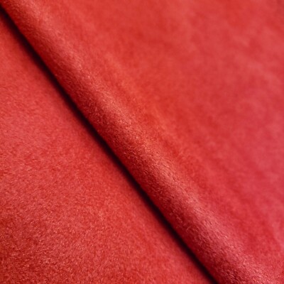 Bright Red Faux Suede Fabric Ultrasoft Microfiber Upholstery 58