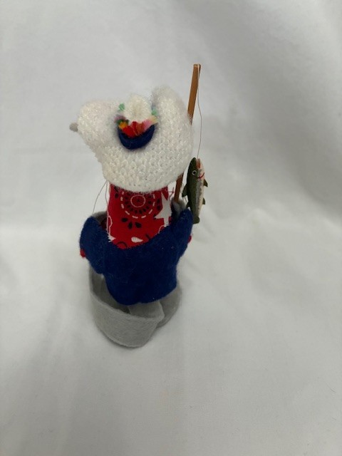 Vintage Felt Mouse Figure "Going Fishing" Handmade by Granny Bea ...