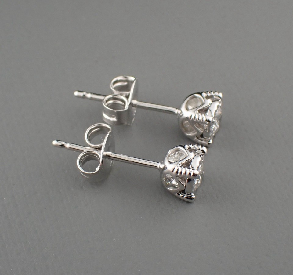 ZEI 14k Solid White Gold 0.50 CTW Illusion Diamond Ear Studs | eBay