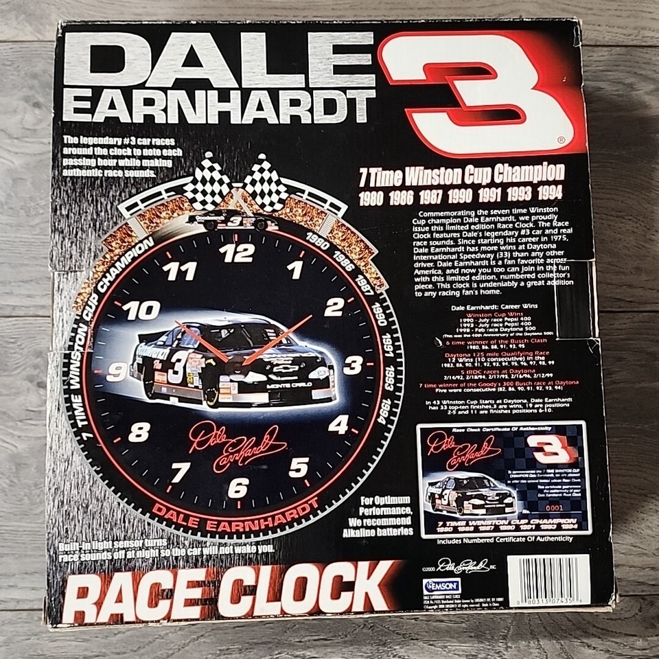 Dale Earnhardt Sr. #3 Wall Clock - Car Racing Race Clock New Open Box ...