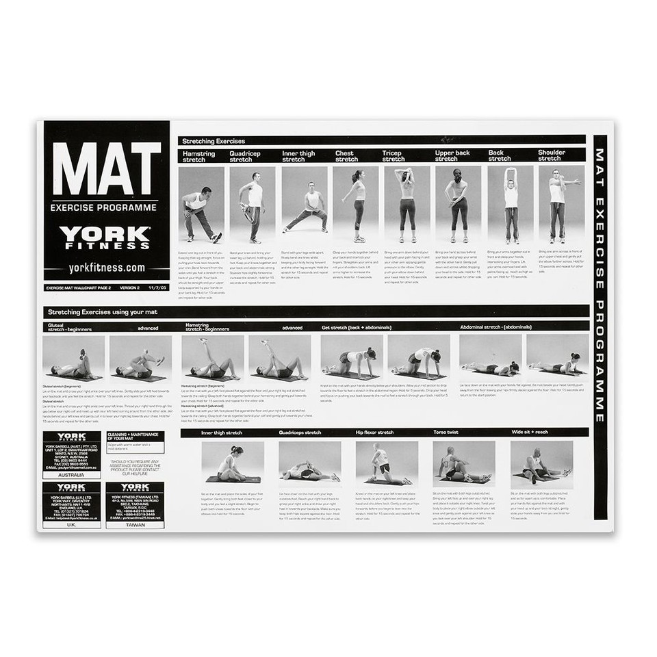 York Padded Exercise Mat 20mm Extra Thick Fitness Yoga Pilates Gym ...