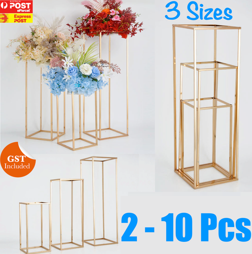 2-10PCS Gold Metal Square Rectangle Wedding Flower Stand Vase ...
