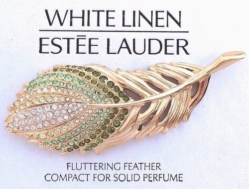 ESTEE LAUDER FLUTTERING FEATHER COMPACT WHITE LINEN SOLID PERFUME Orig ...