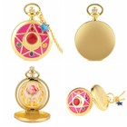 Pink Pocket Watch for Girls Cute Cartoon Design Quartz Fob Watch with ...