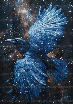 Odin Messenger Celestial Raven Mystical Crow Cosmic Norse Myth Art Print z43 | eBay UK