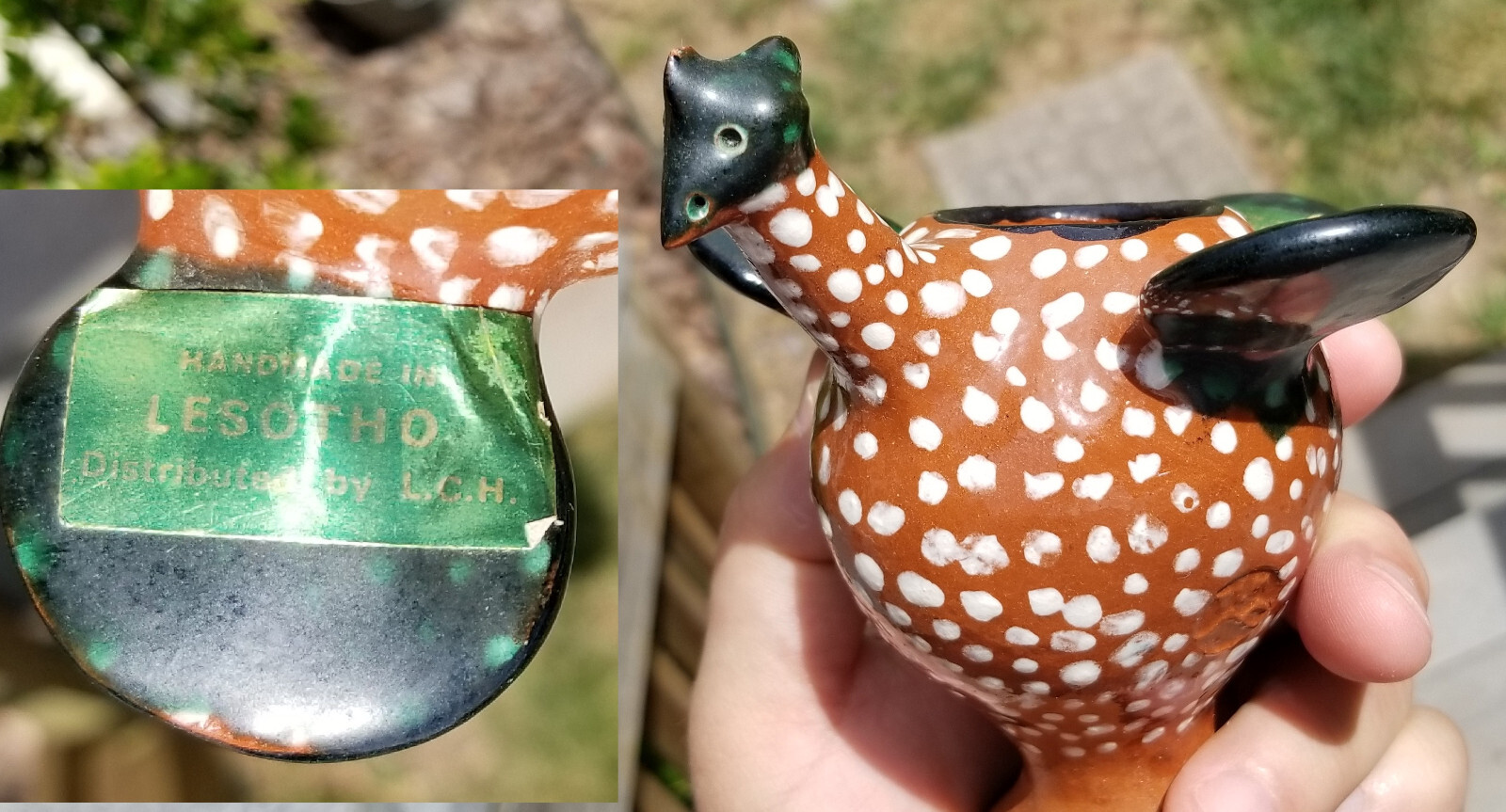 Pair~Set 5" POTTERY BIRDS / CHICKENS Handmade SOUTH AFRICA LESOTHO ...