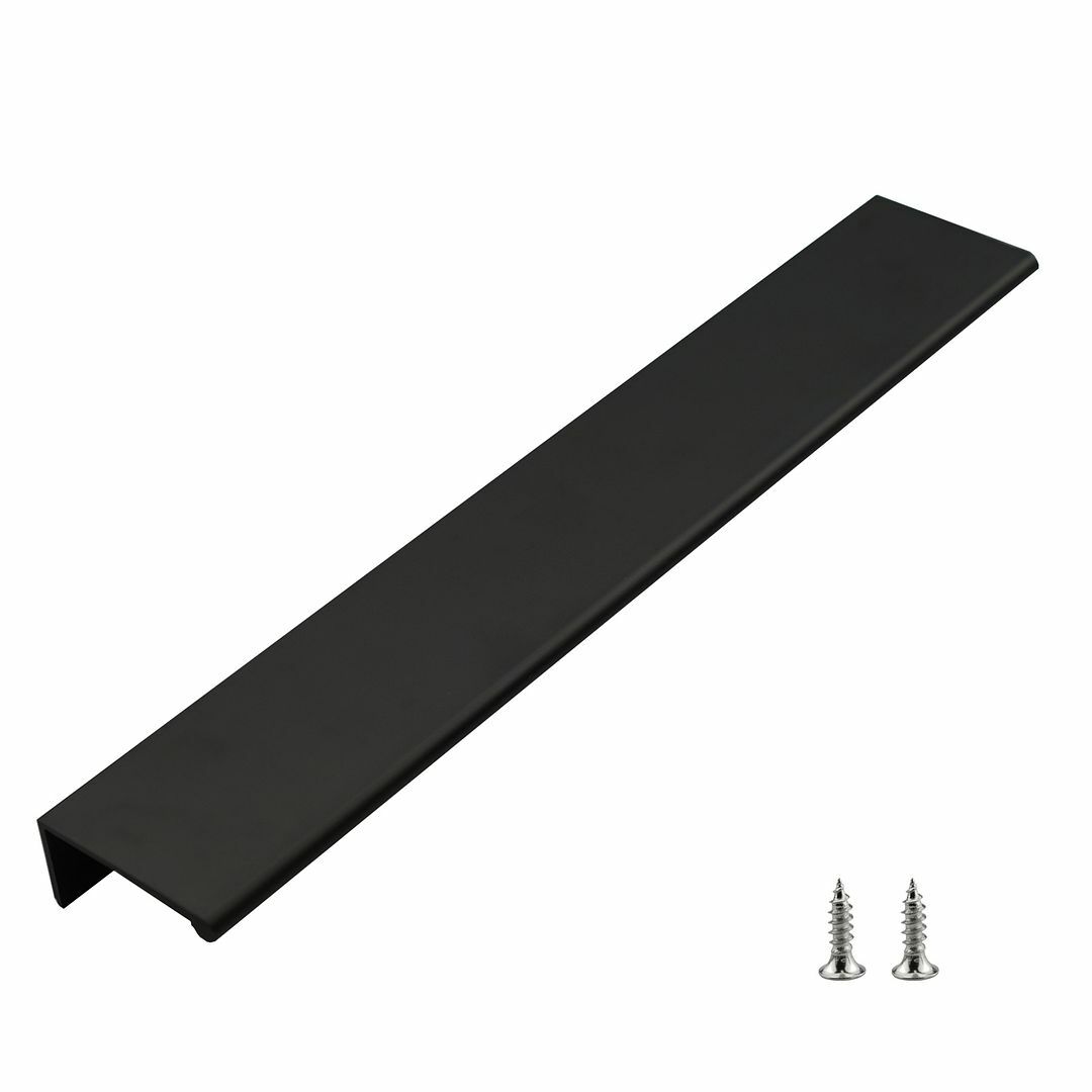 Matte Black Finger Edge Pull Kitchen Cabinet Door Handle Bar Back Mount ...