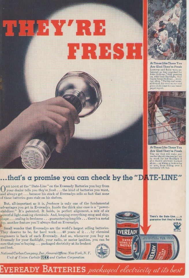 Vintage September 1934 Coca Cola with Flip Side Eveready Battery Print ...